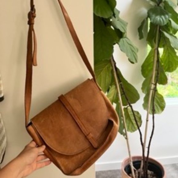 Able | Bags | Able Cognac Brown Leather Flap Crossbody Bag Handmade ...